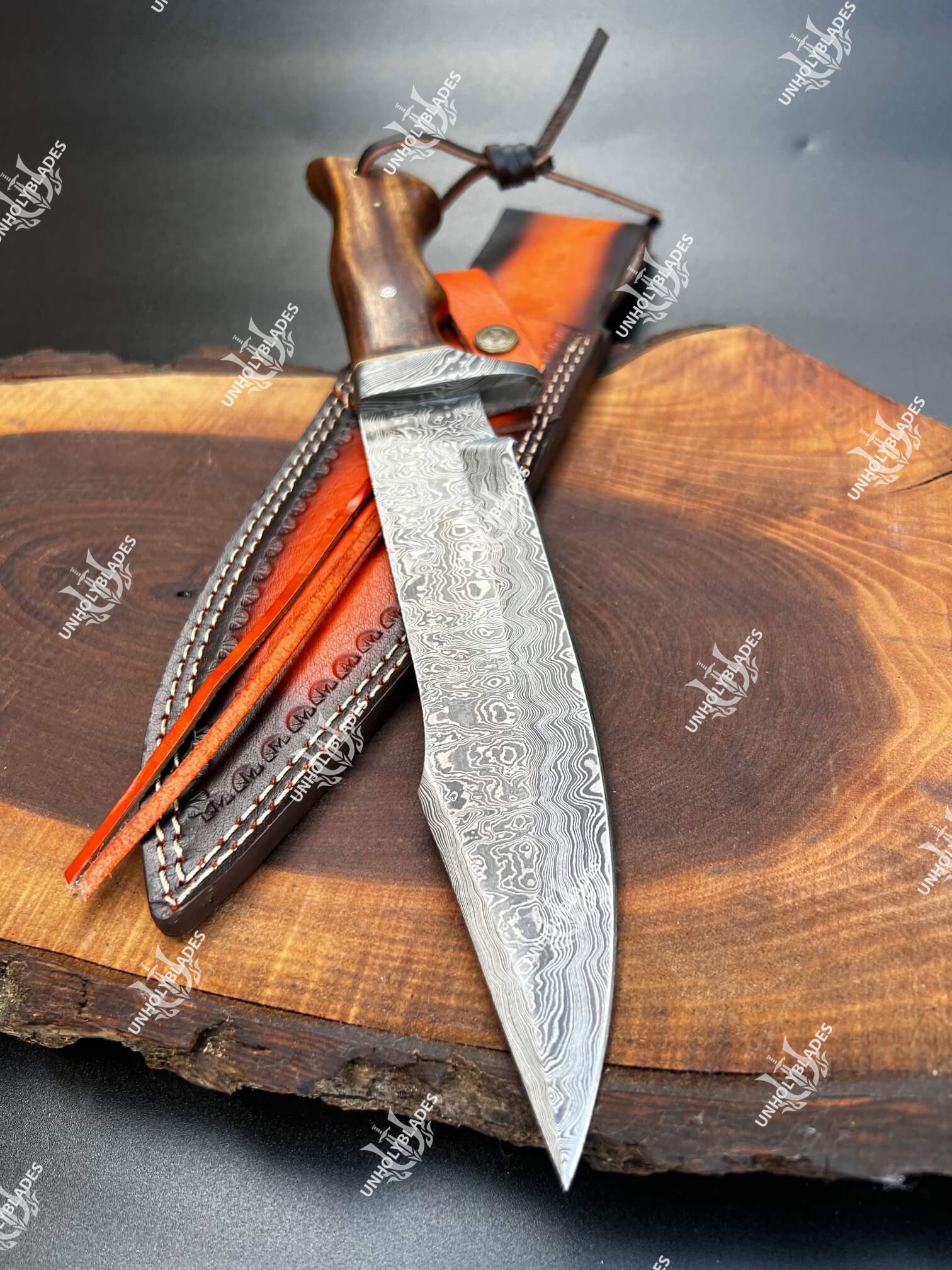 Custom Handmade Bowie Knife with Ladder pattern